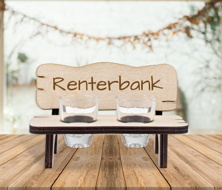 Schnapsbank aus Holz - feinste Gravur personalisiert mit Namen - inklu ...